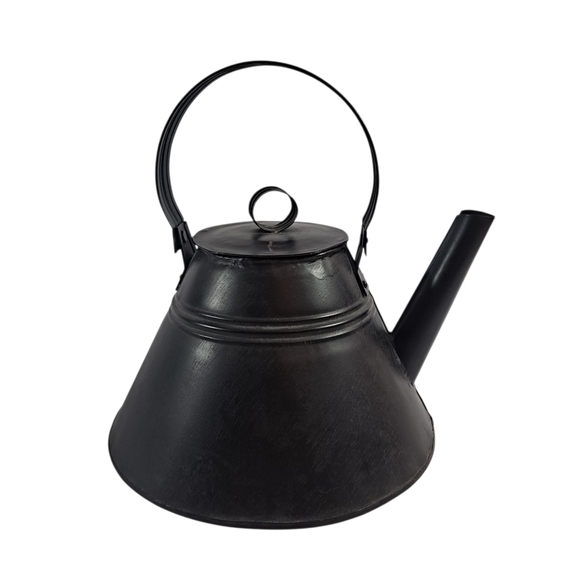 Kitchen | Primitive Tin Granny Kettle Black With Lid Handle Farmhouse ...